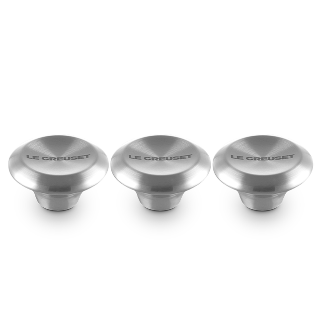 Set of 3 Large Stainless Steel Knobs - Cookware Knobs | Le Creuset